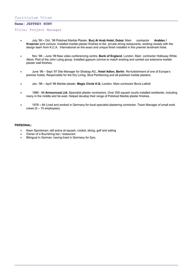 Jeff's cv - 2015 version | PDF