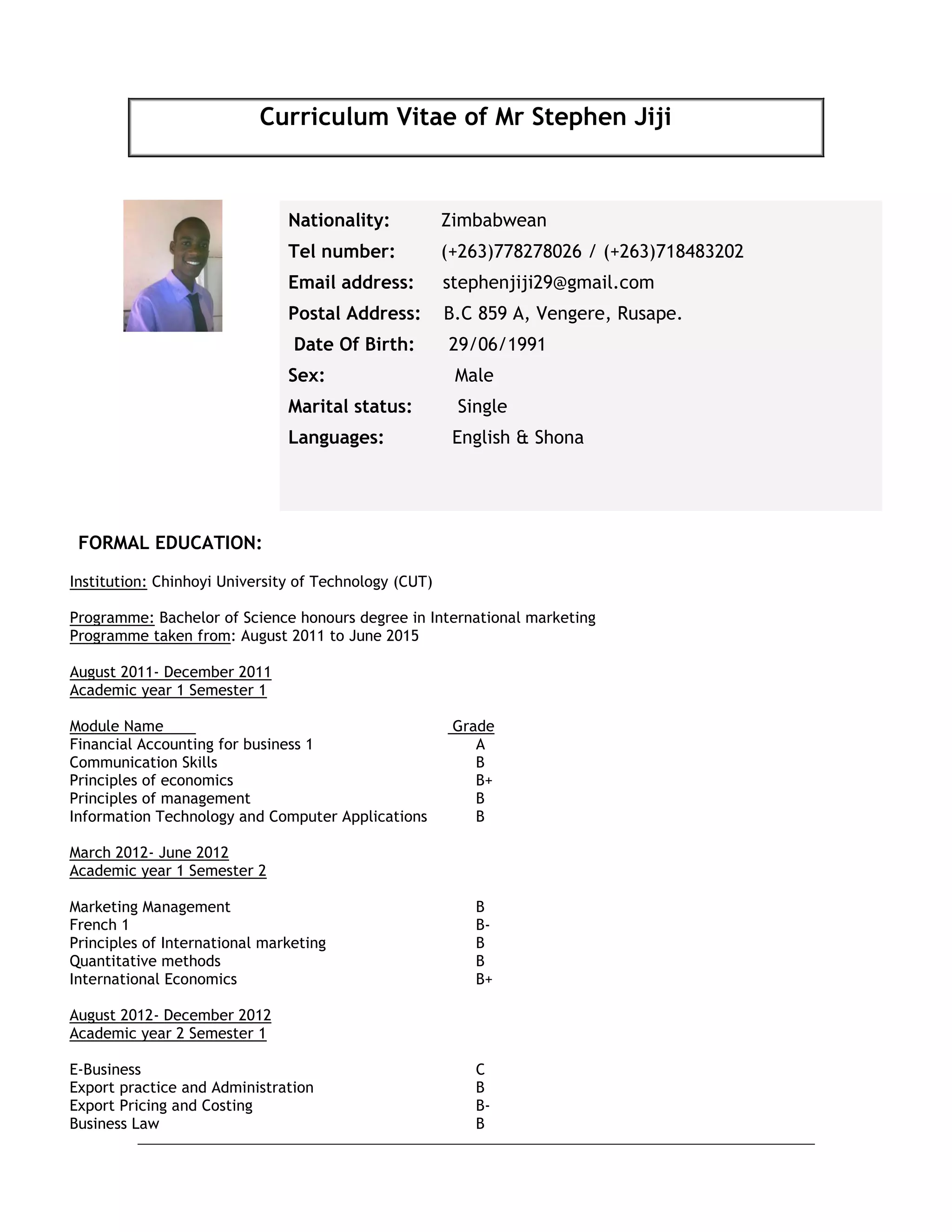 Stephen Jiji CV | PDF