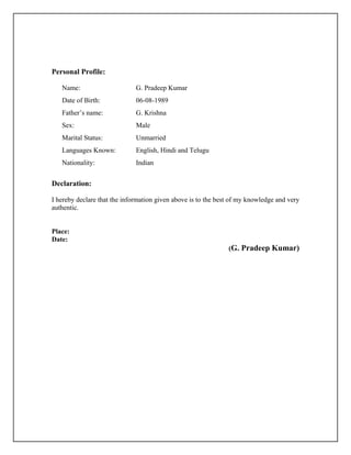 Pradeep CV | PDF
