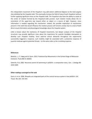 Rhopalial movements in Carybdea marsupialis | PDF | Geography | Science