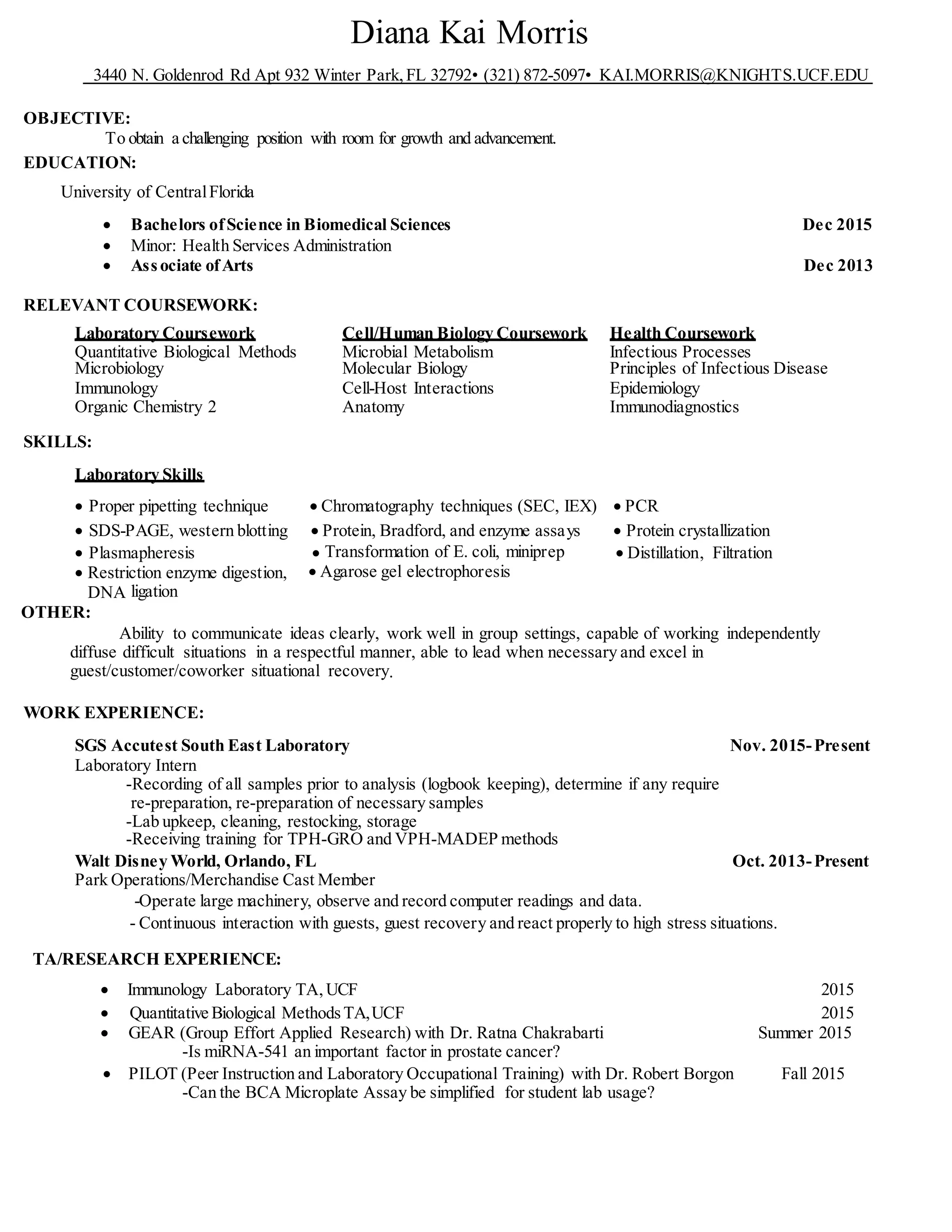 Diana Kai Morris CV | DOCX