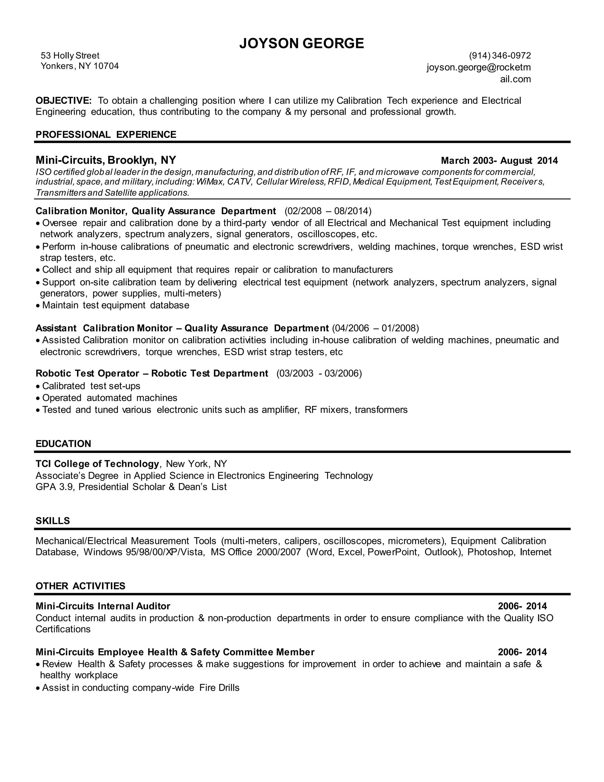 Joyson's_resume (2) | DOCX | Technology & Computing