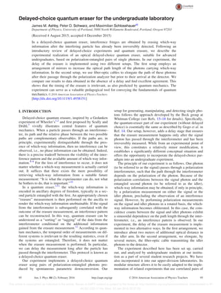 DelayedChoiceAJP | PDF | Chemistry | Science