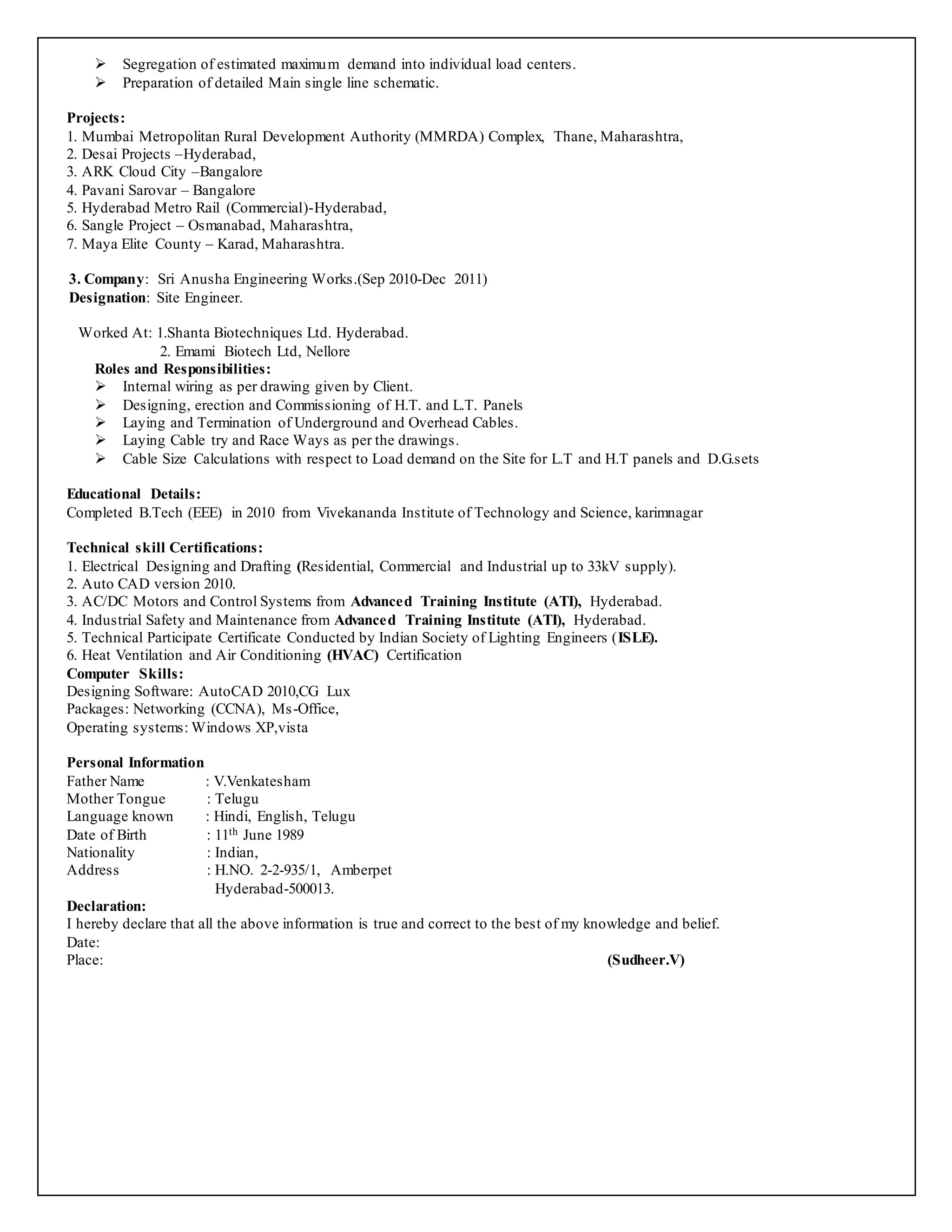 Sudheer_CV | PDF