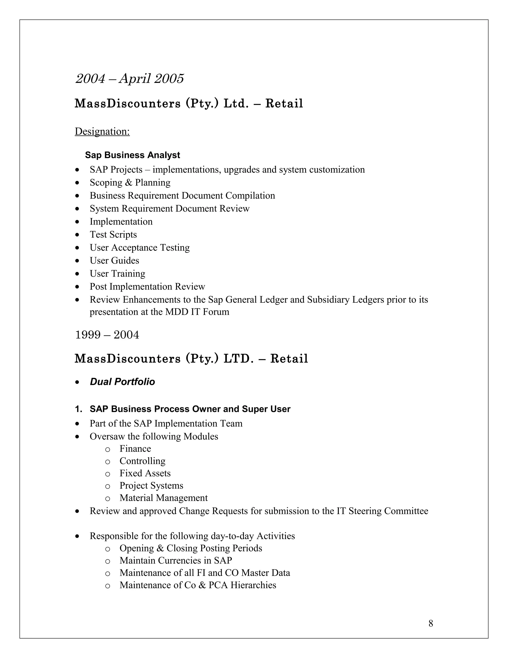SAP Curriculum Vitae Judell Reddy_3 | DOC