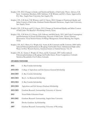 Colt W Knight Curriculum Vitae | PDF