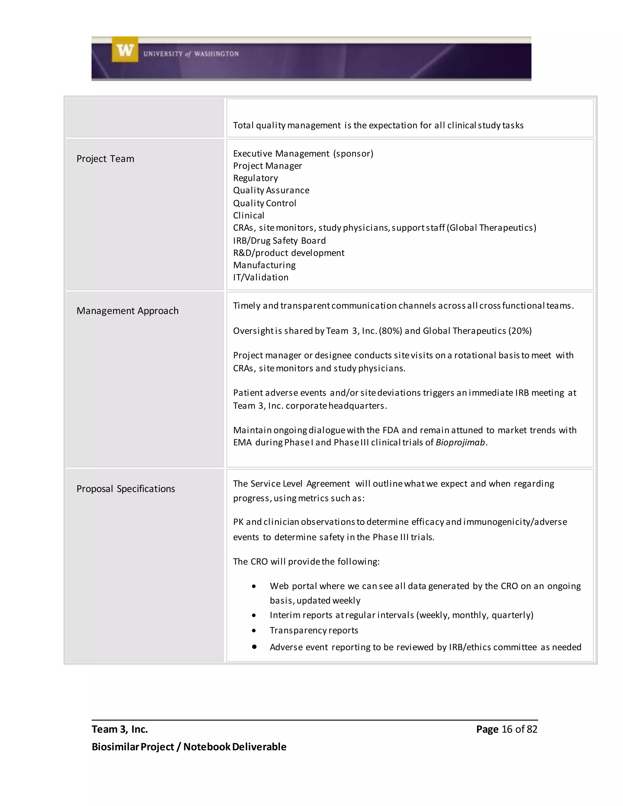 Team 3 UW Biotechnology Project Management Capstone | DOCX