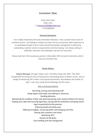 Fiona Starr - CV 2016N | DOCX