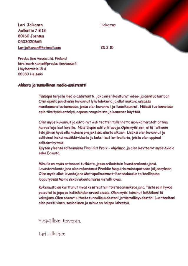 Hakemus Lari Jalkanen