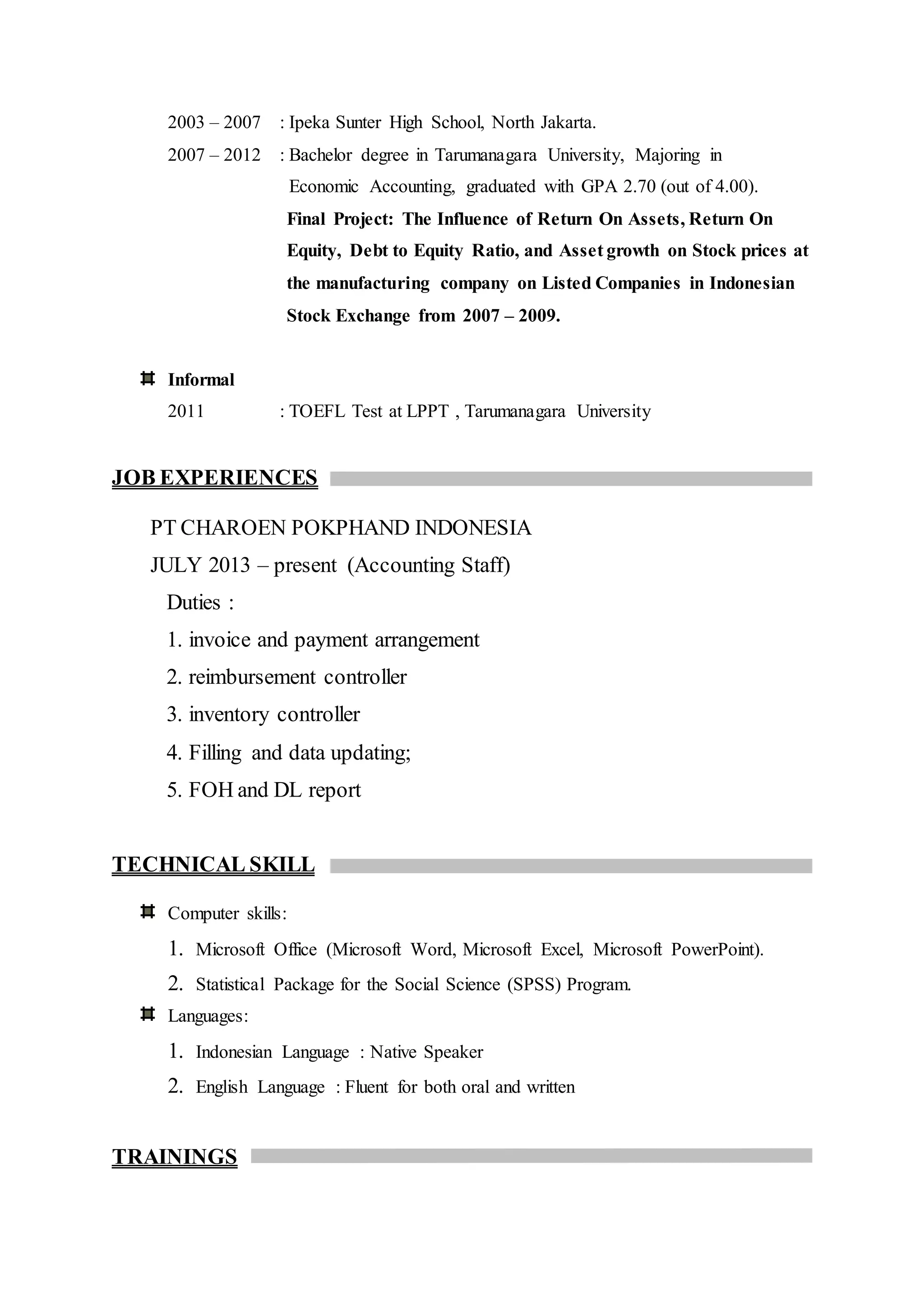 CV dicky (ENGLISH) | PDF