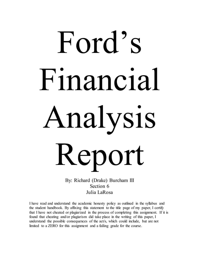 Ford's Financial Analysis Report | PDF