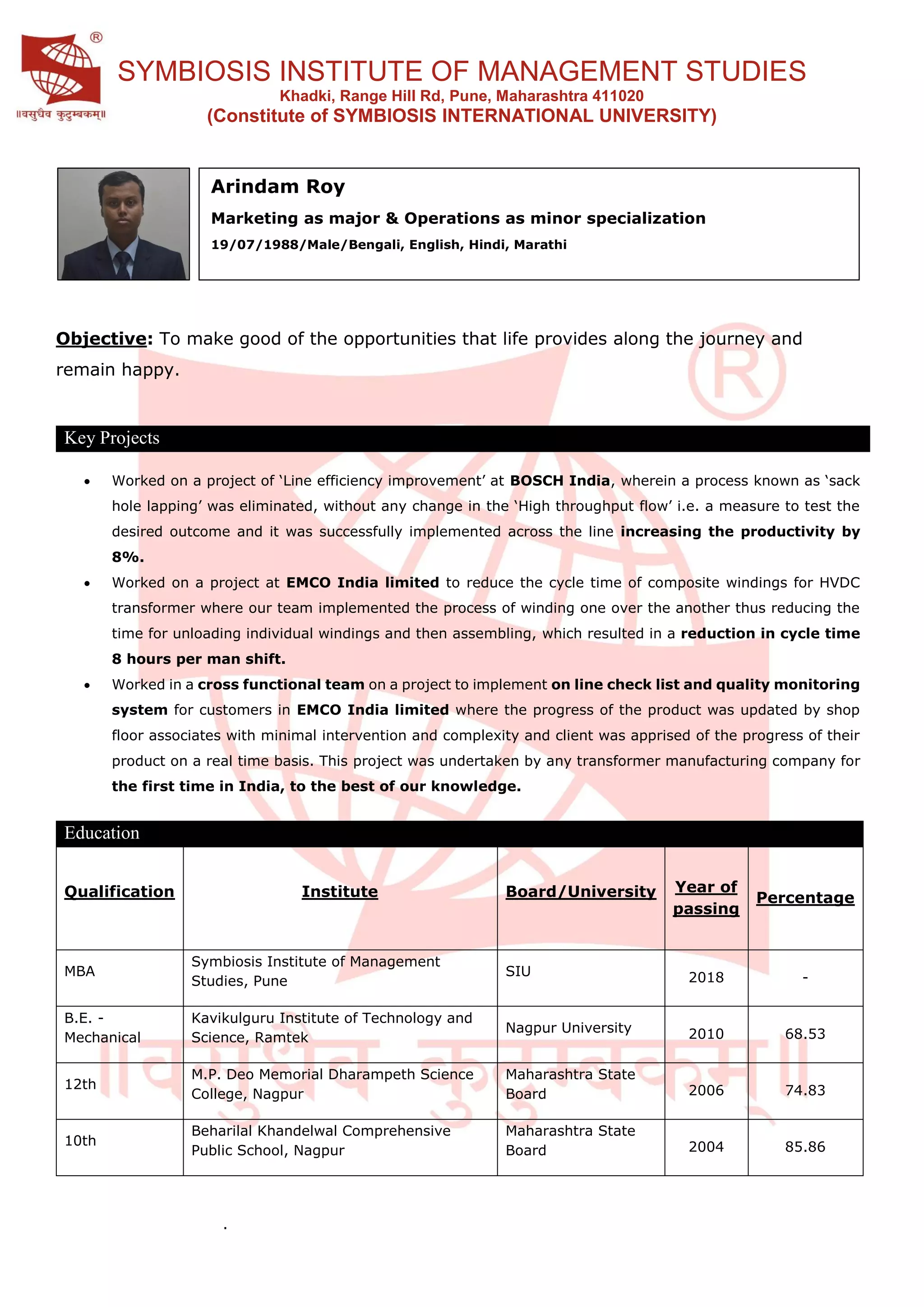 CV_Arindam_Roy_SIMS | PDF