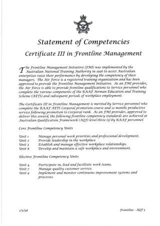 990305 Cert III in Frontline Management | PDF