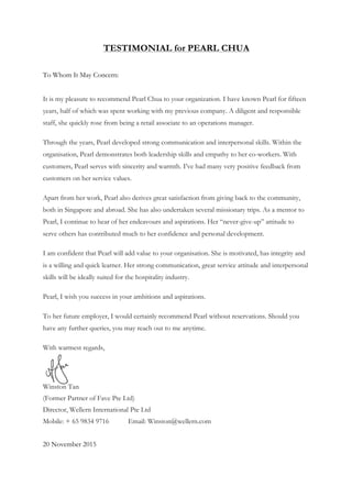 Testimonial- Pearl Chua | PDF