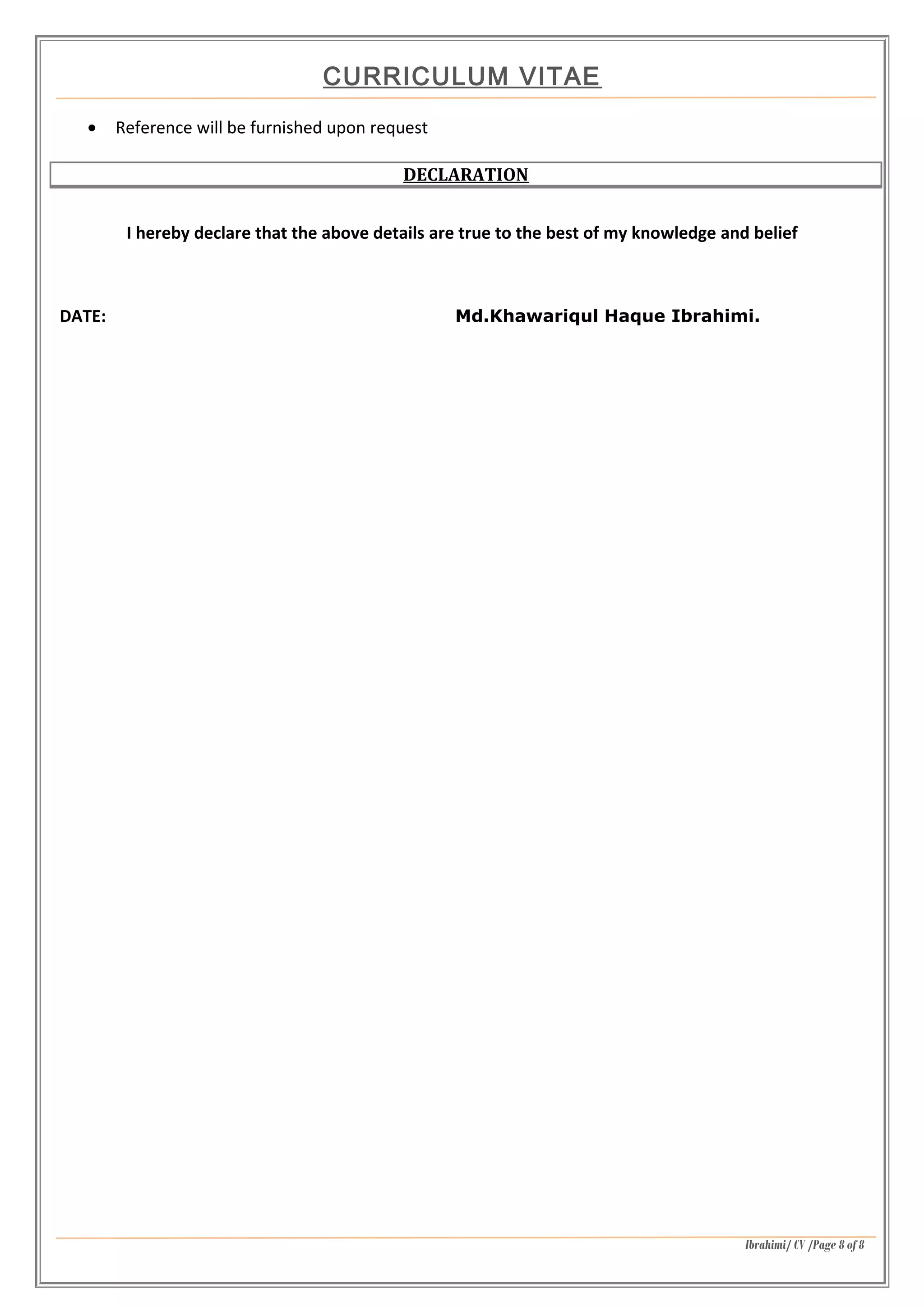 New Ibrahim CV With Cover Letter (1) | DOC