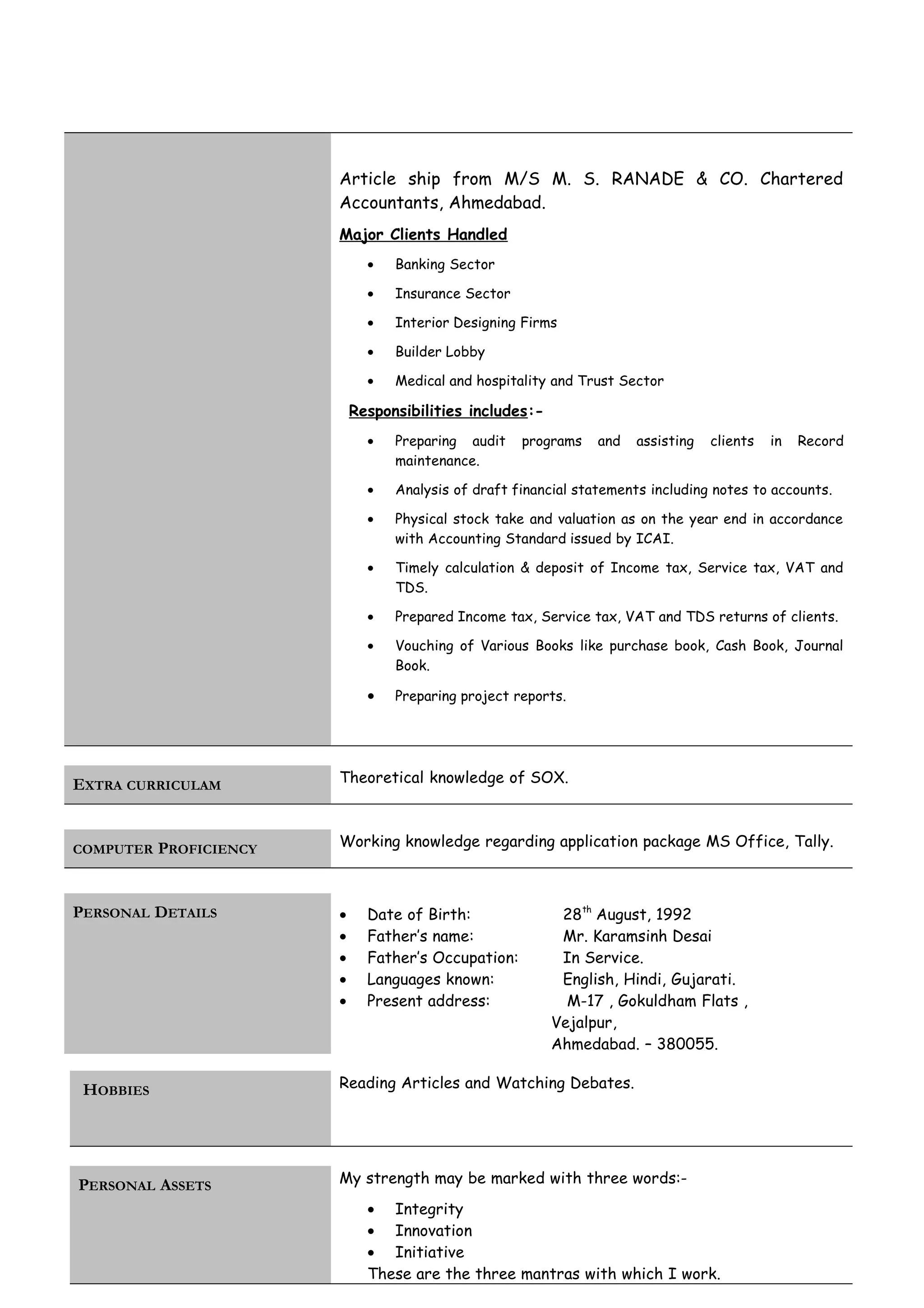 RESUME - MEET DESAI | DOC | Business Accounting & Finance | Business