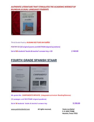 SPANISH STAAR & PARENTAL INVOLVEMENT CATALOG (PEDRO LUIS BOITEL) June ...