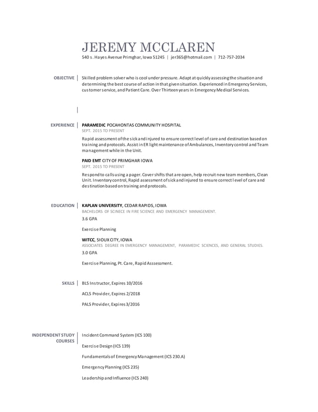 Jeremy McClaren Resume | PDF