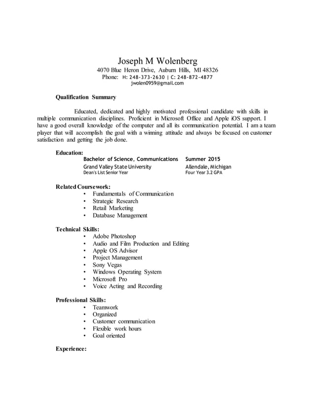 Sept 2015 Joseph M Wolenberg | PDF
