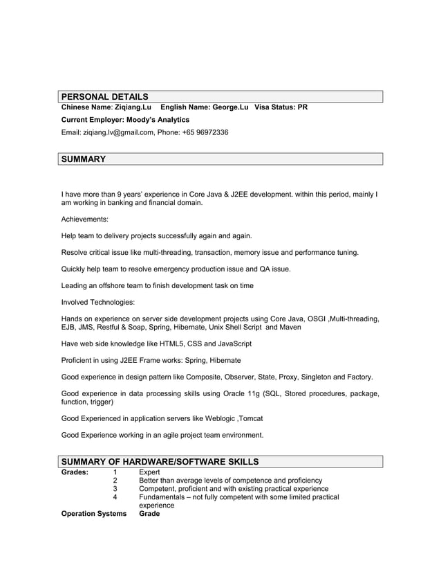 Resume_George | DOC | Programming Languages | Computing