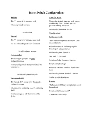 Basic Switch Configurations | DOCX