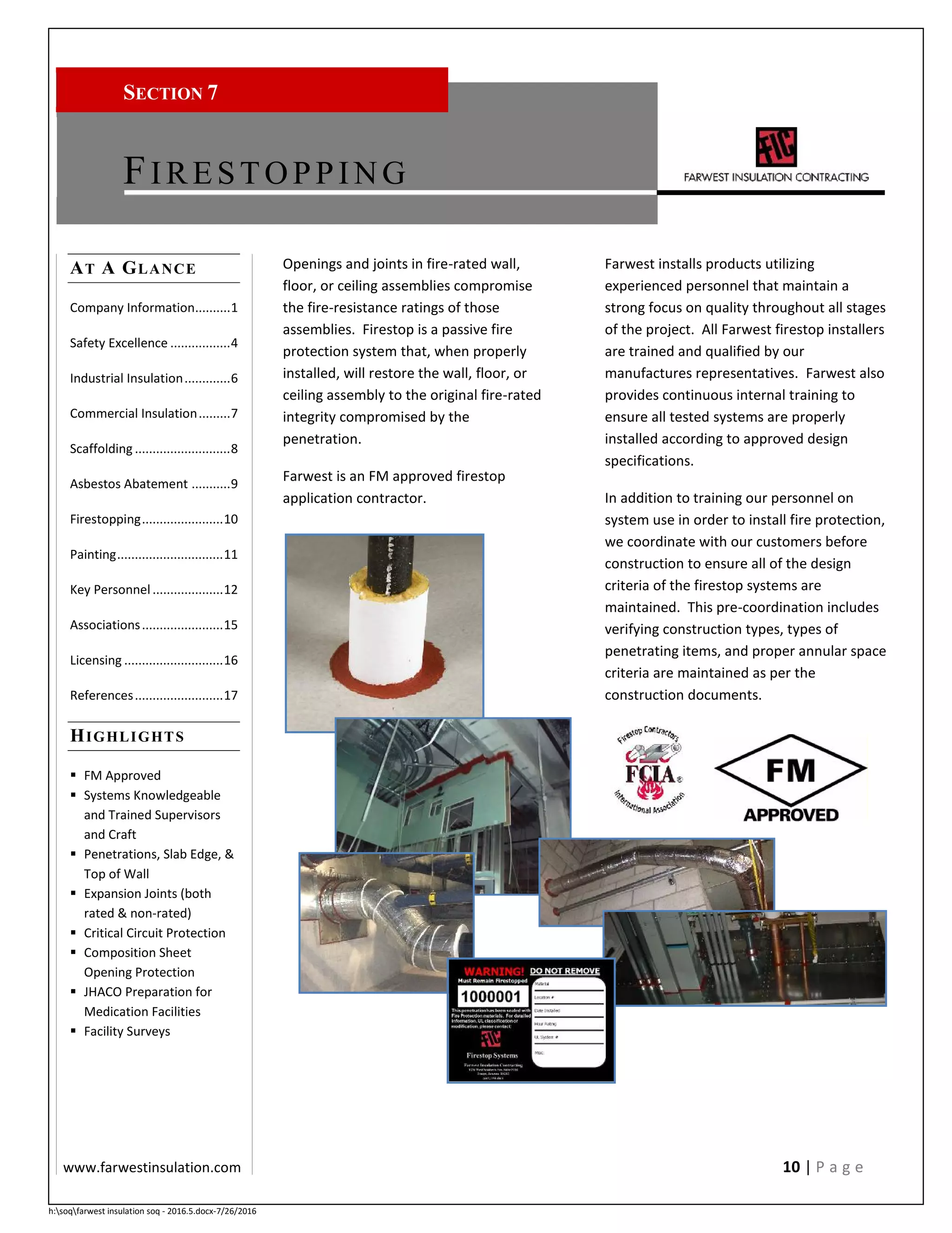 Farwest Insulation SOQ - 2016.5 | PDF