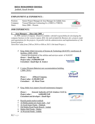 Reda shosha CV cover page | PDF | Business Administration | Business