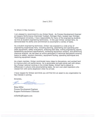 Omkar Panat Recommendation Letter | PDF