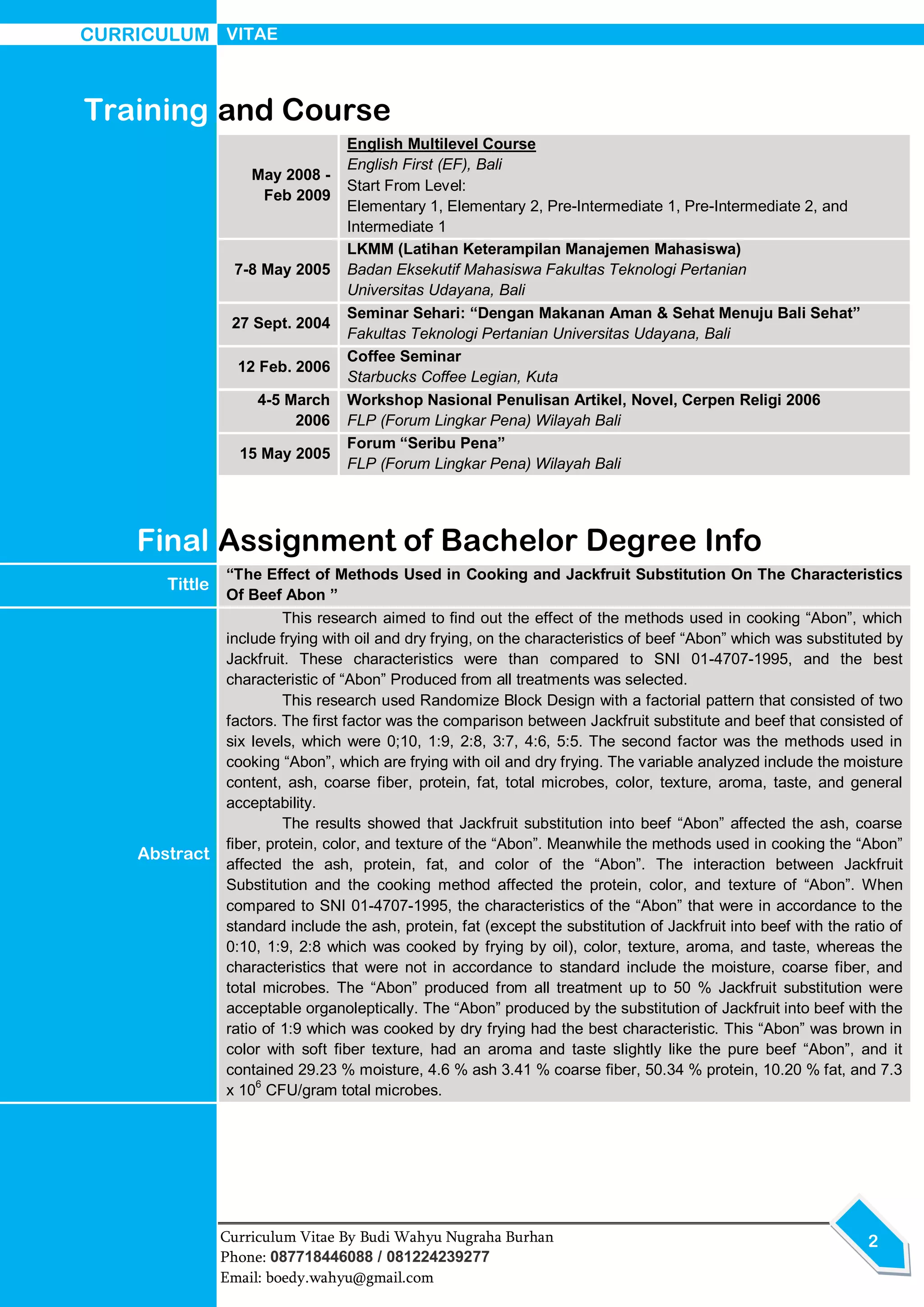 Budi's Curriculum Vitae | PDF
