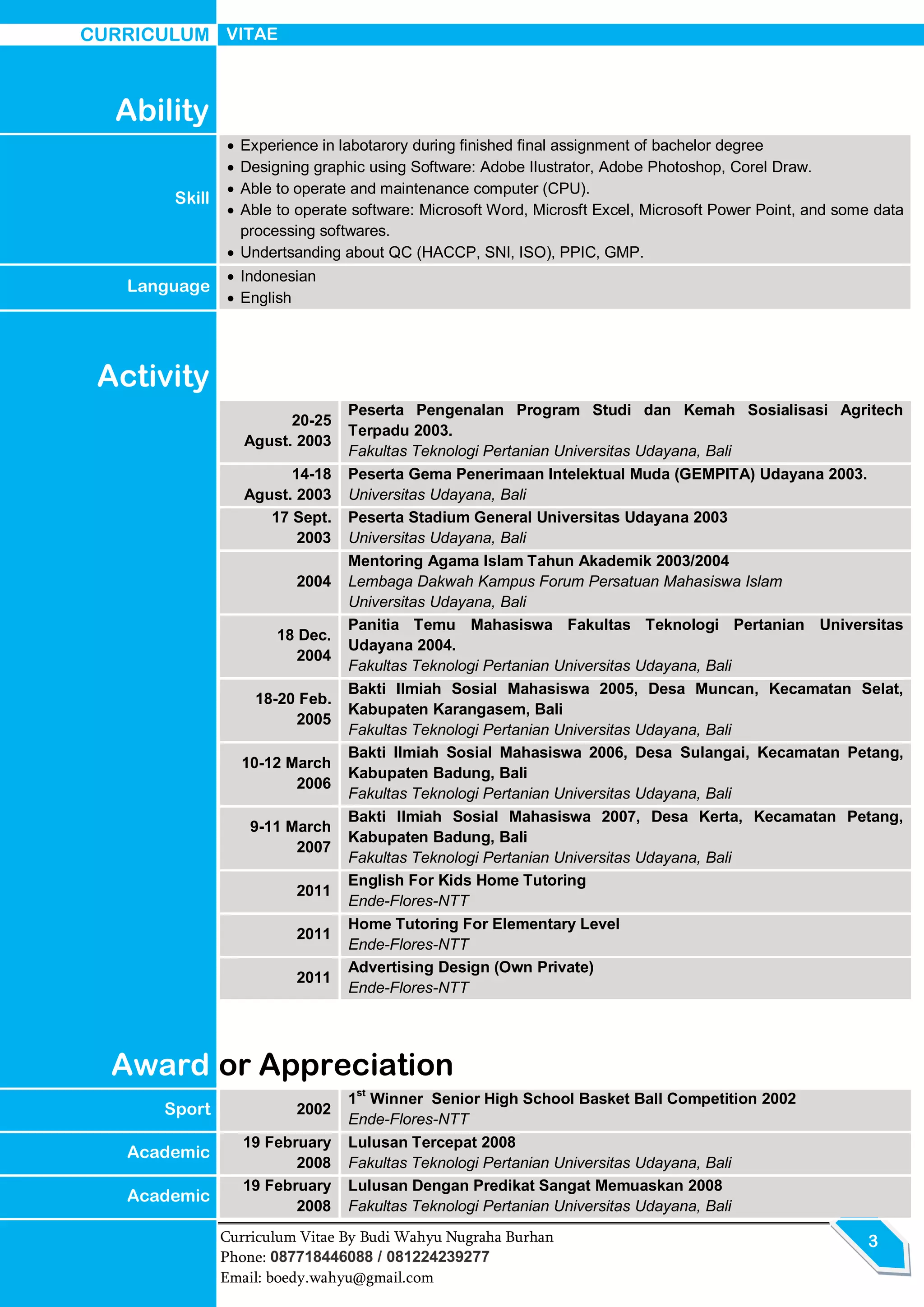 Budi's Curriculum Vitae | PDF