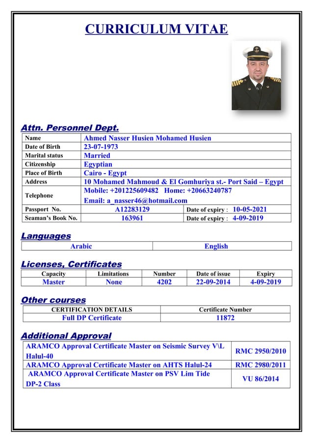 Capt. Ahmed Nasser CV | PDF