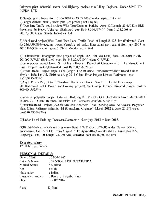 CURRICULUM VITAE Samit Putatunda | PDF