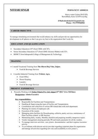 Nitesh Singh Resume | DOC