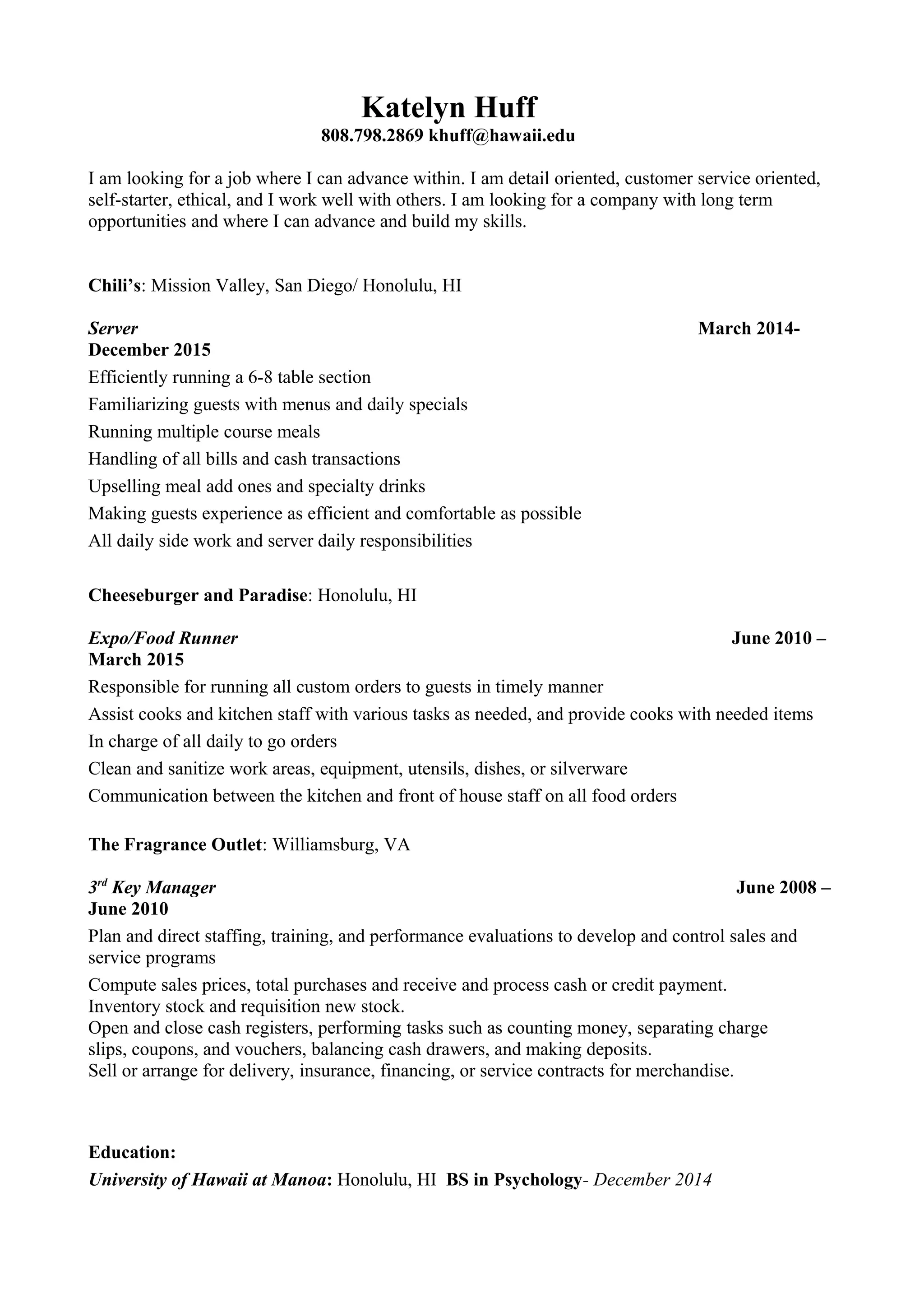 katelyn huff resume | PDF