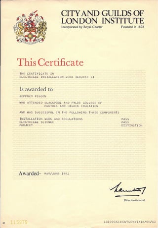 City And Guilds Certificate Template