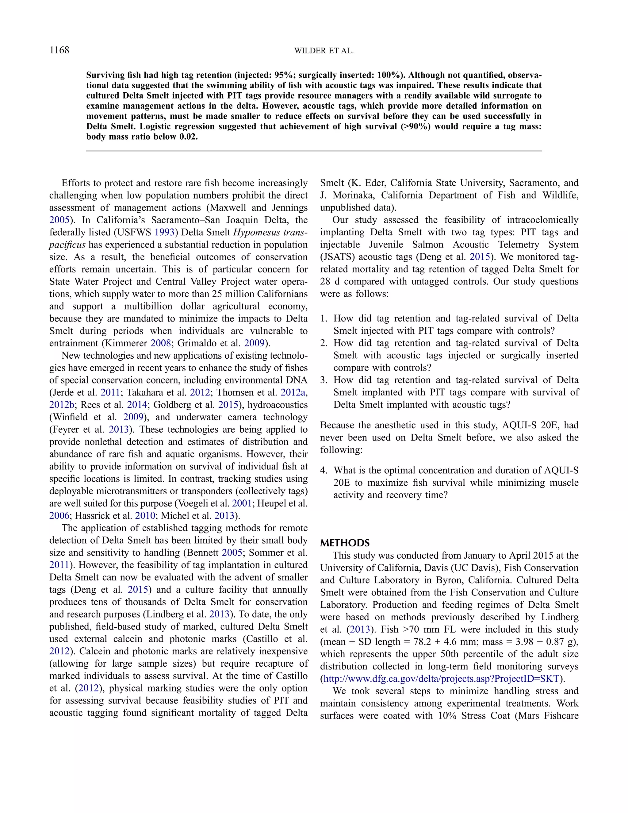 Delta Smelt Tagging | PDF