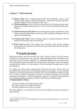 Cyber crime liability report | PDF | Crime & Harmful Acts to ...