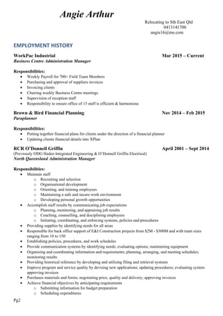 Angie Arthur - CV | DOC | Career Planning | Careers