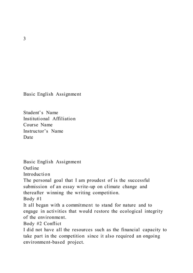 3 basic english assignment student’s name | PDF