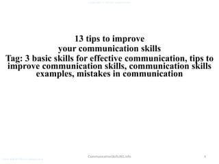 3 basic skills for effective communication pdf | PPTX
