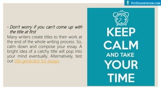 3 Basic Tips on Writing an Effective Essay Title | PPTX