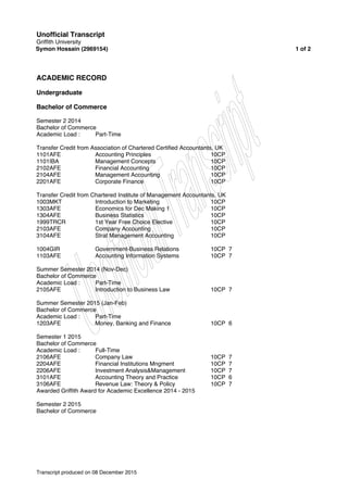 Academic Transcript | PDF