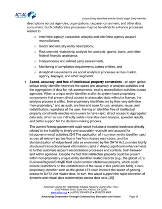 Unique Entity Identifiers and the Global Legal Entity Identifier - CT ...