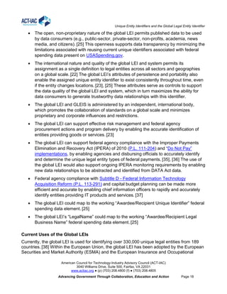 Unique Entity Identifiers and the Global Legal Entity Identifier - CT ...