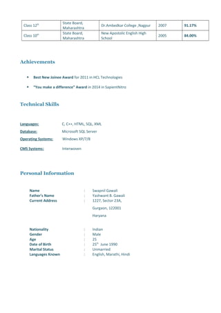 Swapnil Gawali Resume (2) | PDF