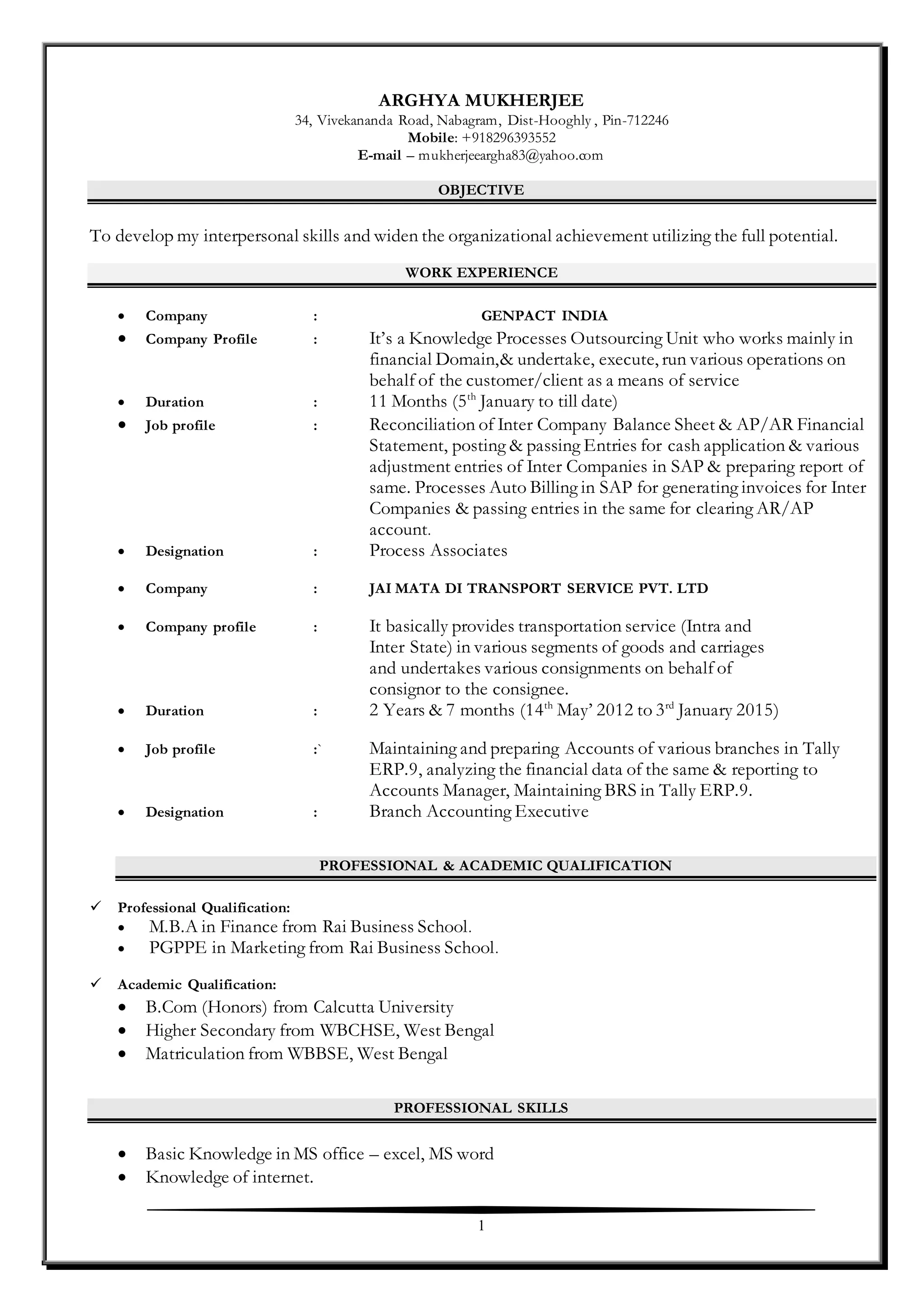Arghya Resume | DOCX