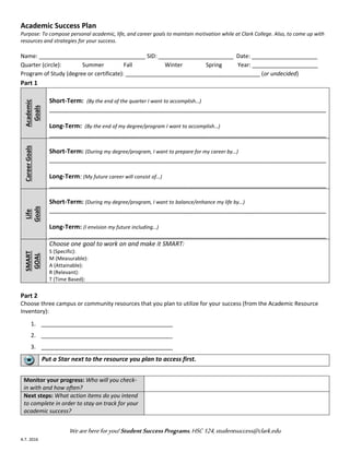 Academic Success Plan May 2016 | PDF