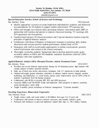 2016-06-07 Behavior Resume | DOCX