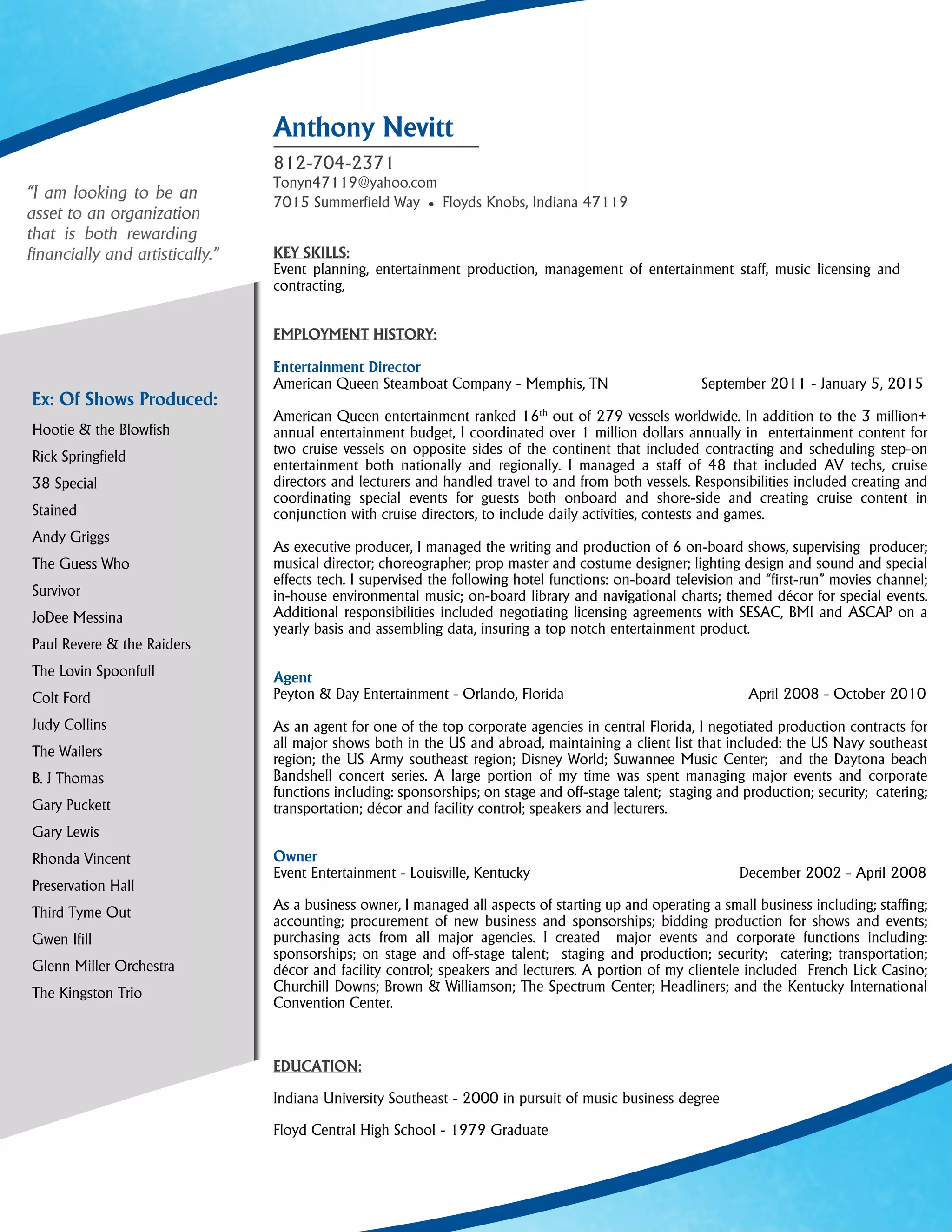 Tony Nevitt Resume | PDF