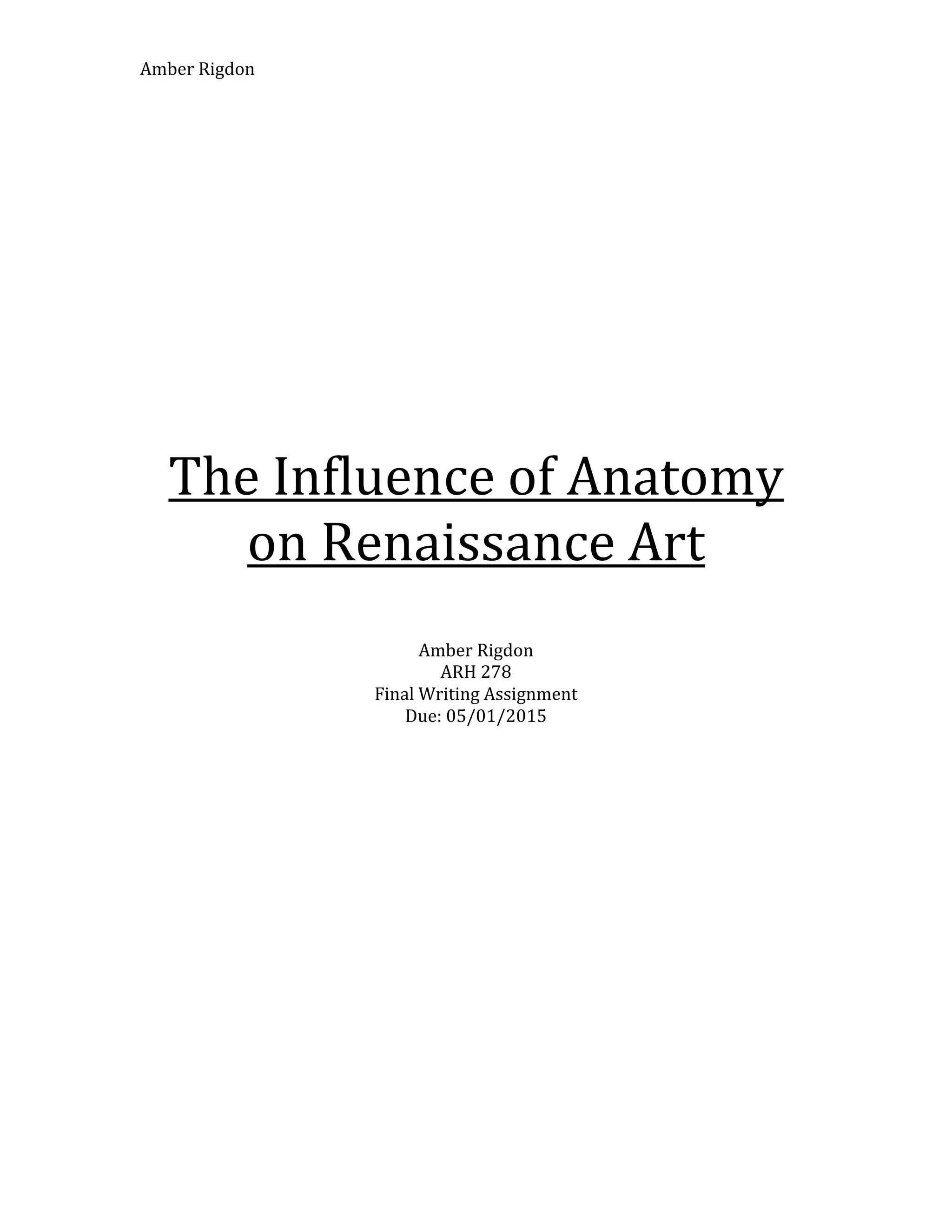 The Influence of Anatomy on Renaissance Art | PDF